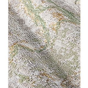 TOWN & COUNTRY LUXE Opaline Bold Marble Area Rug with Glam Metallic Ribbed Texture Pile, Sage Green, 7'10"x10'2"