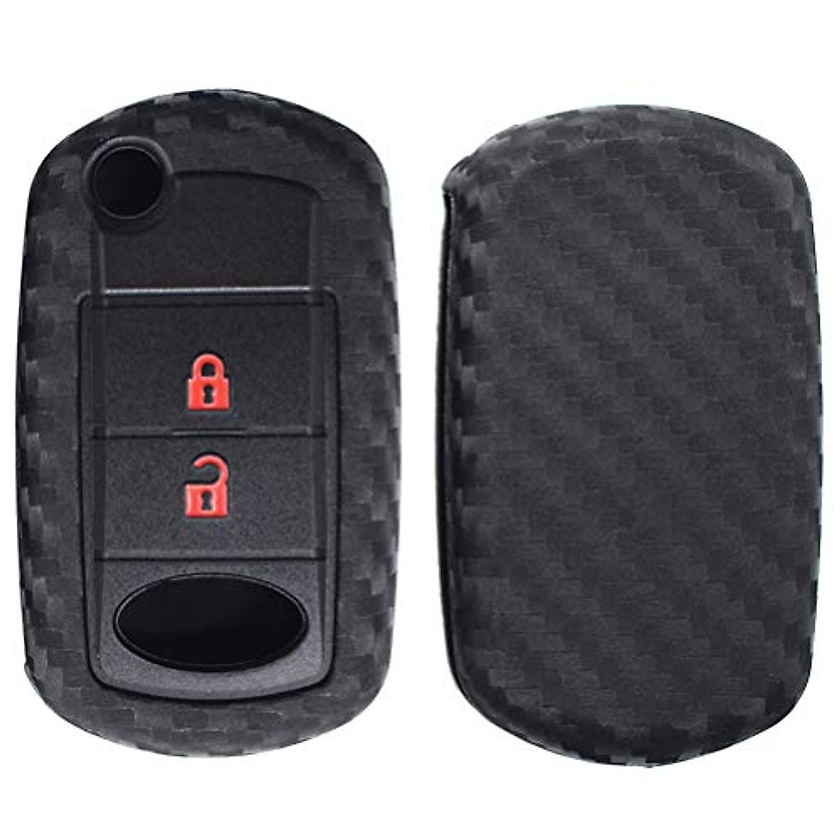 3 Button Car Silicone Carbon Fiber Style Remote Control Key Shell Case Cover Skin Holder Fob for Land Rover Discovery LR3 Range Rover Sport Vouge 2006 2007 2008 2009 Car Replacement