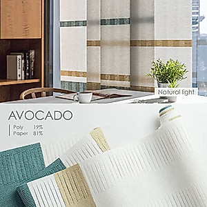 GoDear Design Adjustable Vertical Blinds for Sliding Glass Doors, 45.8"-86" W, Up to 96" H, Extendable Track for Patio Door Blinds for Sliding Door, Trimmable Woven Panel Curtains, Avocado