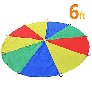 Sonyabecca Parachute for Kids 6' with 9 Handles Game Toy for Kids Play