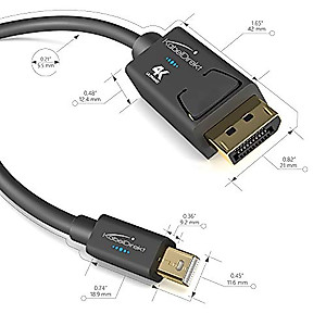 4K Mini DisplayPort to DisplayPort Cable (Mini-DP to DP) – 15ft – with Special A.I.S. Shielding in The Connector, Mini-DP/Thunderbolt 1 & 2 for PC, Laptop & Mac by CableDirect