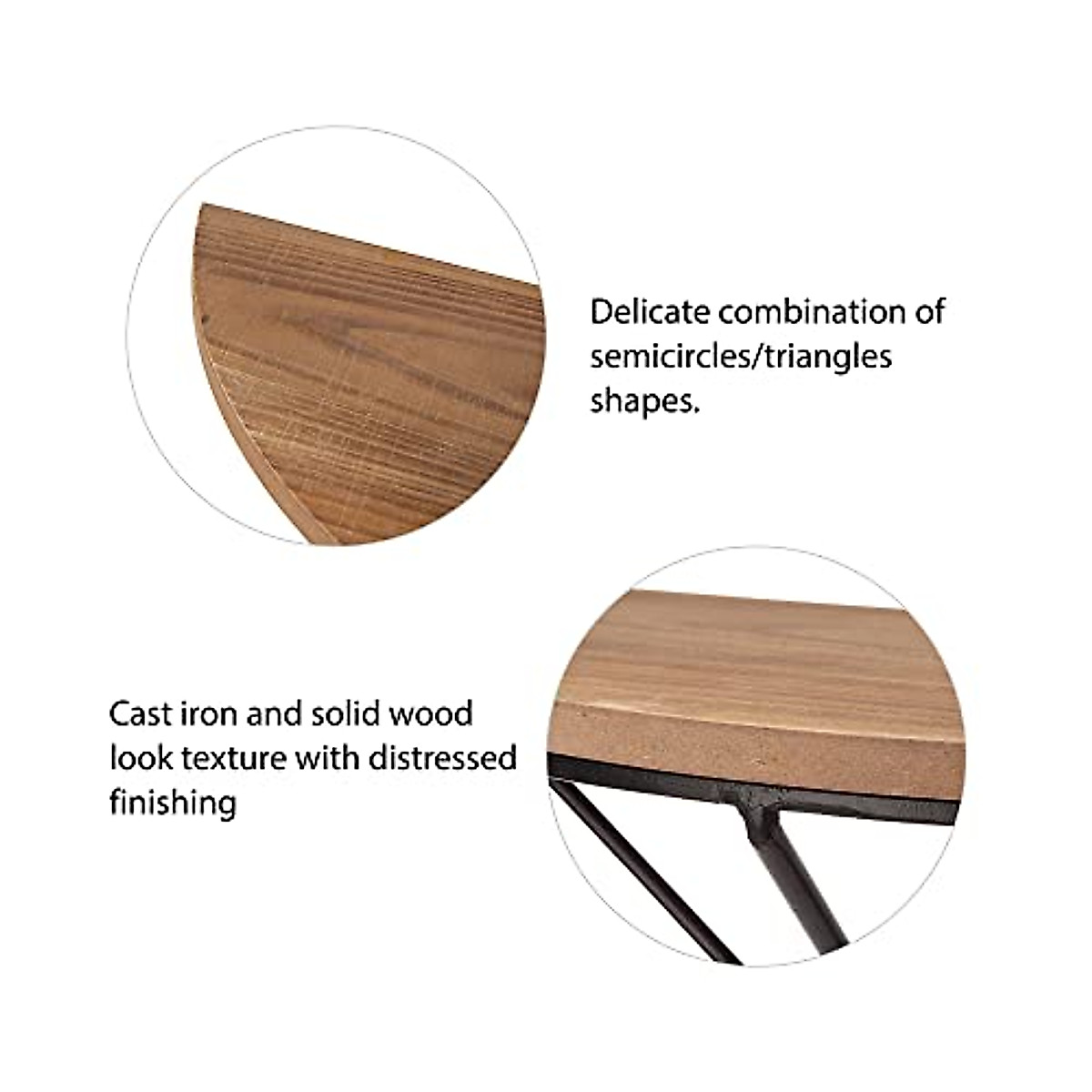 glitzhome 2 Set Half Round Floating Shelves, Wall Mounted Rustic Wood Wall Storage Shelves Organizer Decor for Indoor