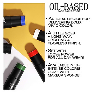 CCbeauty Light Grey Face Paint Stick,Face Painting Kit,Non Toxic SFX Makeup For Grayscale Wolf Halloween Costume Cosplay,Professional FX Body Paint,Full Coverage Painting Foundation With Makeup Sponge