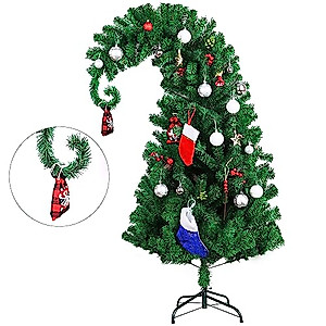 CCINEE 5 Feet Pine Christmas Tree Decor with Solid Metal Stand Santa Claus Artificial Full Green Tree Xmas Decorations for Themed Party Indoor Outdoor Living Room Home