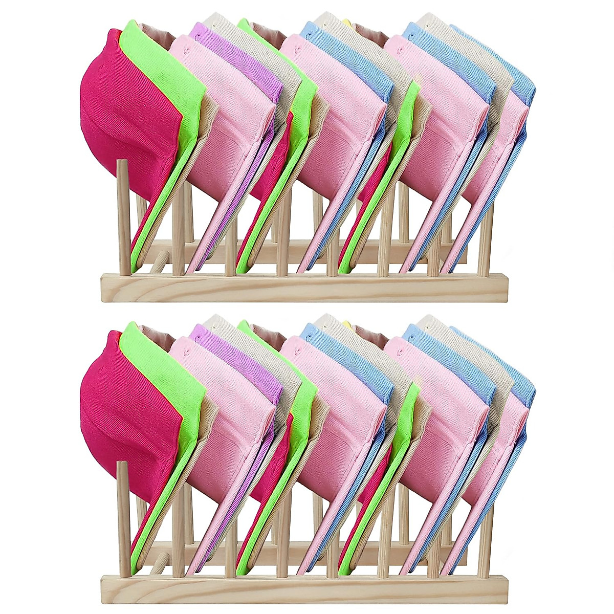 ENROSLU Hat Organizer for Baseball Caps Set of 2 | Hat Holder for up to Baseball Caps | Tabletop Hat Rack Stand Hat Storage Display Baseball Cap Organizer for Desk Closet Shelf Dresser(patents)