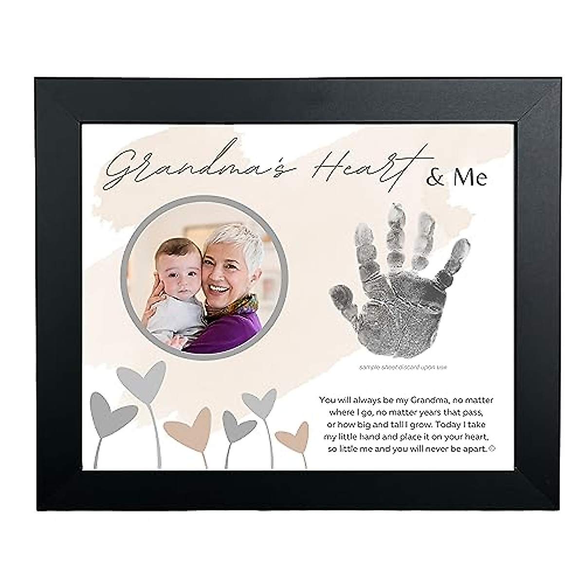 Baby Child Keepsake Handprint Frame for Grandma with Poetry - Loving Gift for Grandma for Christmas, Mother's Day- Made in USA