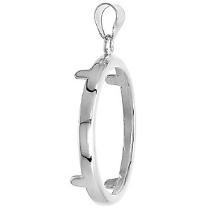 Sterling Silver Quarter Dollar Bezel 24 mm Coins Prong Back Round Edge 25 Cent Coin NOT Included