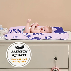 Custom Baby Changing Pad Covers - Mermaids Designs with Personalized Name - 2 Pack Jersey Knit Ultra Soft Diaper Changing Table Cover Set for Girls Gift Color02