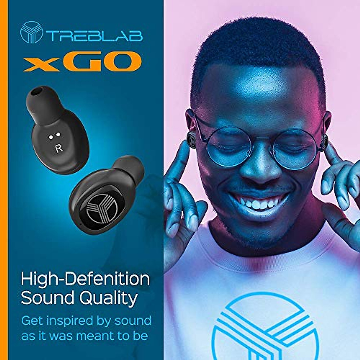 TREBLAB xGo - Top True Wireless Earbud - HD Sound, Ultra Lightweight, Steady Connection, Best Bluetooth 5.0 Headphones for Sports & Running, Waterproof Earphones, Noise Cancelling Microphone (Renewed)