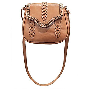 QZUnique Women's PU Crossbody Shoulder Sanddle Bag Flap Messenger Bag with Lacing Brown