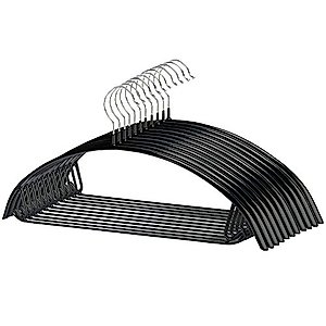 TIANYIYIJIA Hangers Non-Slip Shirt Hanger,Suit HangerCoat Jacket Hangers,Sweater Hangers,PVC-Coating Metal Hangers for Pants, Ideal for Laundry & Everyday Use, Slim & Space Saving (Black)
