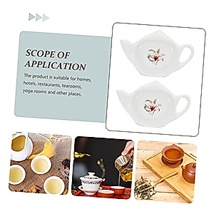 Baluue 2pcs Tea Bag Saucer Travel Jewlwery Holder White Serving Tray Cup Holder Tray Tea Bag Dish Tea Bag Holder Ketchup Saucer Delicate Tea Bag Tray Loose Tea Dish Teabag Storage Plates