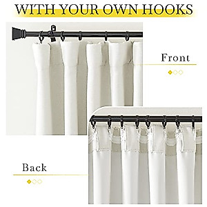 NICETOWN Room Darkening Faux Linen Curtains for Bedroom, Rod Pocket/Back Tab/Hook Belt Linen Burlap Light Blocking Noise Dampening Curtains for Living Room, Natural, W50 x L108, 2 Panels