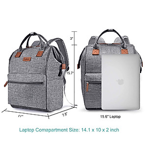 BRINCH Laptop Backpack for Women Men, Personal Item Travel Bag for 15.6 Inch Computer with USB Charging Port Water Resistant College School Nurse Backpack Bag Carry On Bookbag for Work/Business,Gray