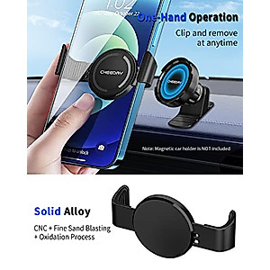 CHEEDAY Metal Phone Clamp for Magnetic Car Mount, [Clip & Remove at Anytime] Durable Metal Phone Clip for Most Magnet Phone Holder Compatible with iPhone 12 13 14 Pro Max, Samsung and More, Black