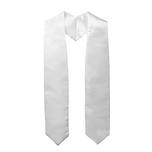GraduationMall Unisex Adult Plain Graduation Stole 60" White