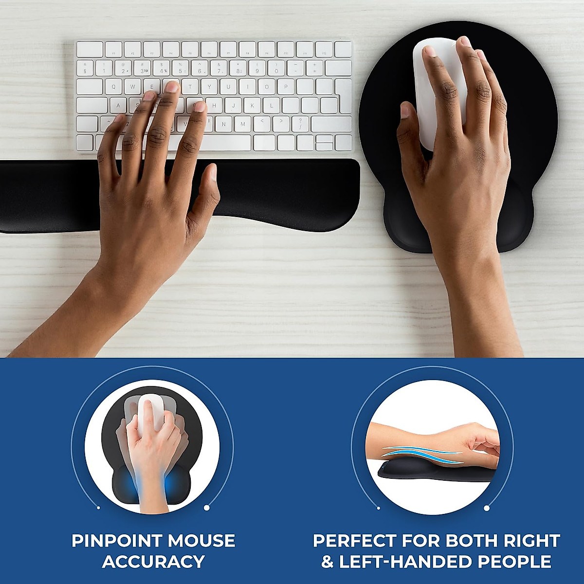 Everlasting Comfort Mouse Pad with Wrist Support - Includes Keyboard Wrist Rest - Ergonomic Memory Foam Desk Cushion for Carpal Tunnel - Computer, Laptop, Typing and Gaming Accessories