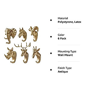 MAXVITAVELA 6 Pack Creative Antlers Coat Hooks/ Single Wall Hook, Hooks Mounted for Coat, Bag, Towel, Key, Wall, Hook Rack, Hanging Coats Bathroom Entryway, Decorative Gift