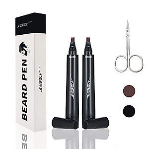 2PCS Beard Pencil Filler for Men - Sweat Proof, Water Resistance, Long Lasting & Natural Finish barber Pencil, Mustache Repair Shape(BROWN)