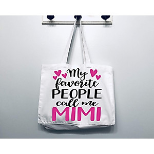 COCOVICI Mimi Tote Bag | My Favorite People Call Me Mimi | Grandma Gifts | Mimi Gifts | Mimi Christmas Gift | Christmas Gift from Grandkids (My Favorite People Call Me Mimi Pink/Black Font)