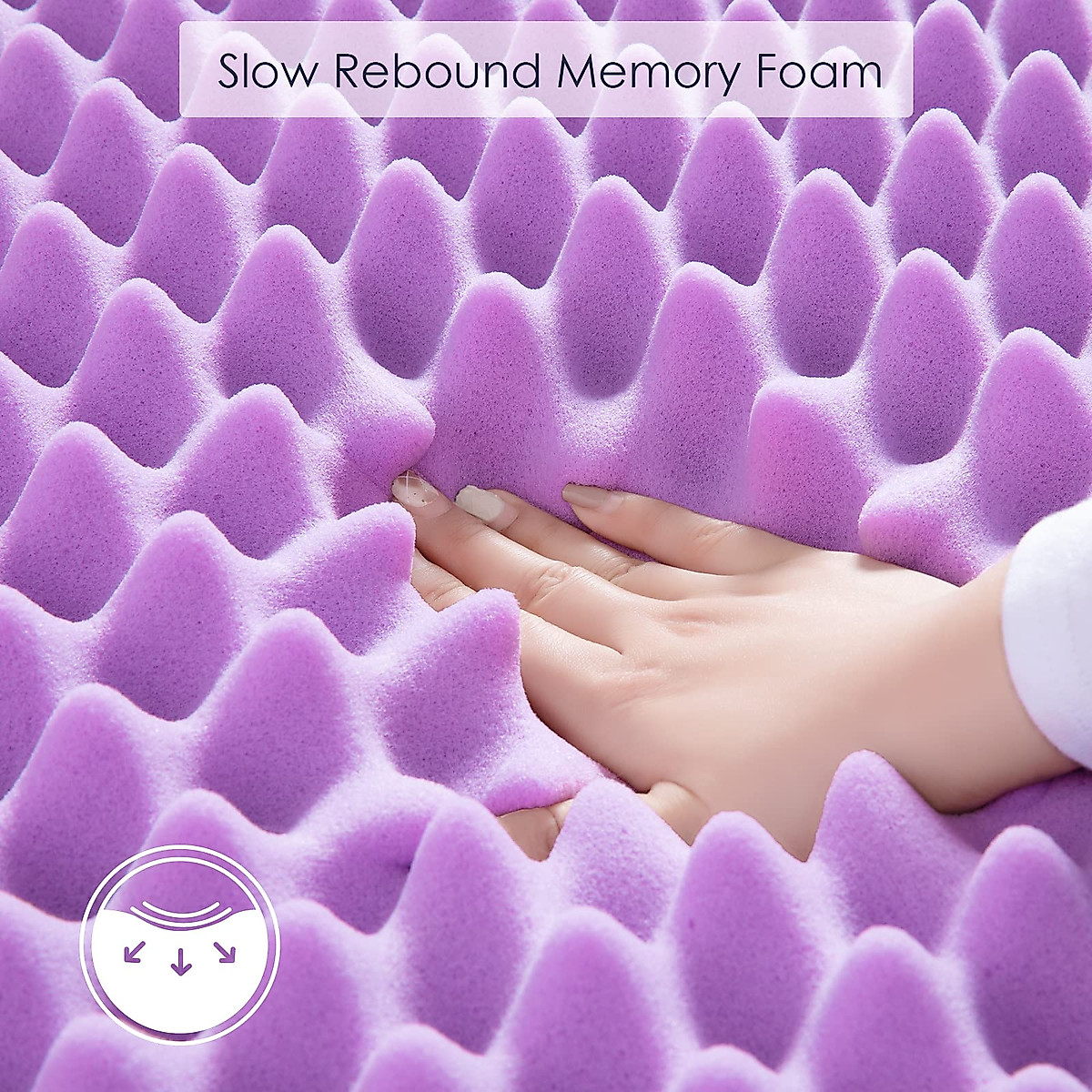 Ganggend 3-Inch Mattress Topper, Egg Crate Memory Foam Mattress Topper with Lavender Infusion, Soft Bed Topper Short Queen (RV Queen) for Camper, Travel Trailer