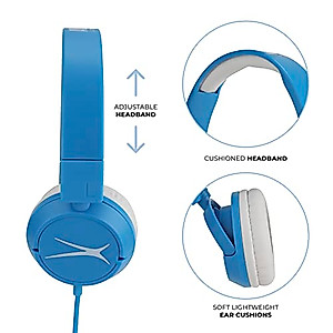 Altec Lansing Over The Ears Kids Headphones - Volume Limiting Technology for Developing Ears, Ages 6-9, Perfect for Learning from Home, Blue