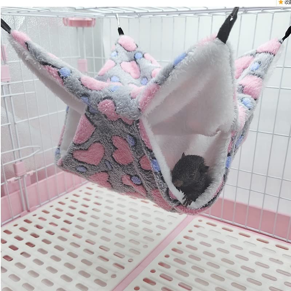 WODMB Small Pet Hammock Hanging Beds Cage Small Animal Hammock Comfortable Double-Layer Plush Cotton Hanging Cage (Color : A, Size : S Code)