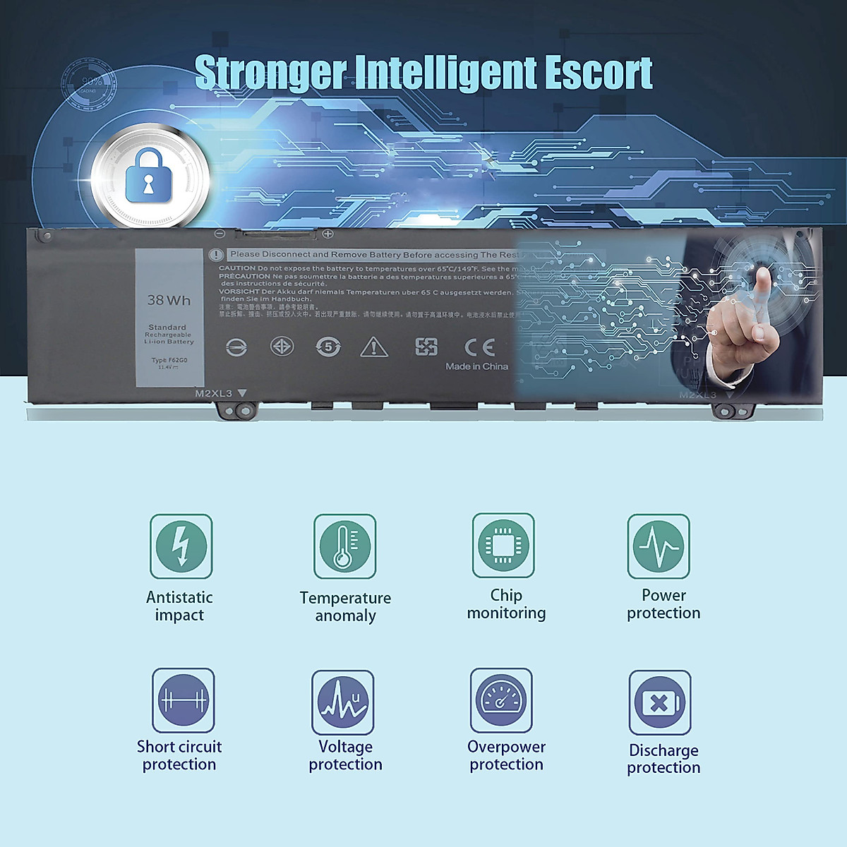 Bovekeey F62G0 P83G Battery 11.4V 38Wh for Dell Inspiron 13 7370 7380 7386 7373 5370 7000 2-in-1 P87G, Vostro 13-5370-D1505G D1525S D1605S, RPJC3 39DY5 F62GO 039DY5 0RPJC3