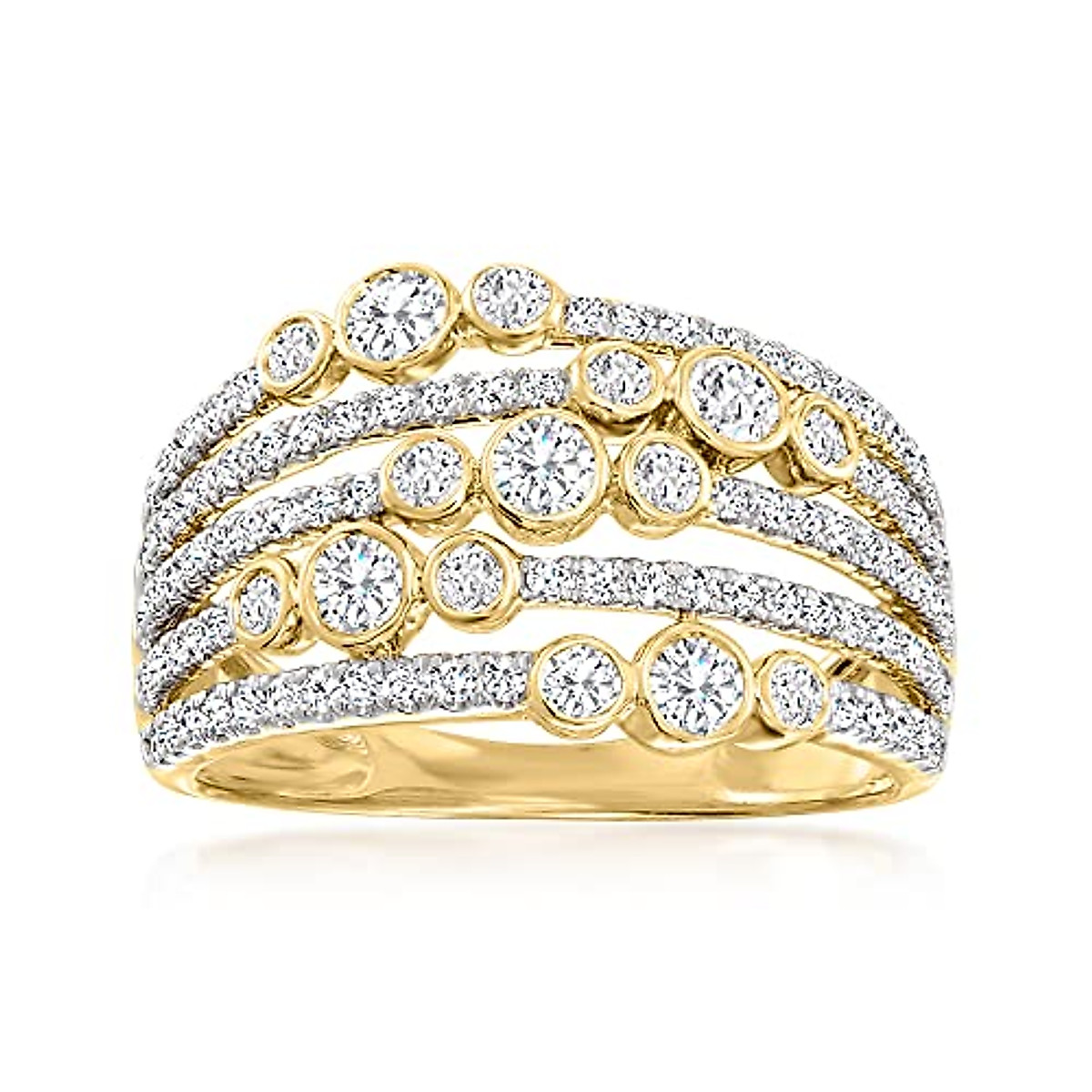 Ross-Simons 1.25 ct. t.w. Diamond Multi-Row Ring in 14kt Yellow Gold. Size 7