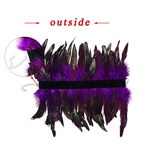 L'vow Gothic Victorian Natural Feather Choker Neck Wrap Collar for Halloween Party(Purple)