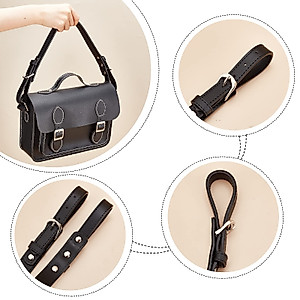 WADORN Leather Purse Strap Replacement, 17.9 Inch Adjustable Handbag Handles Strap Cowhide Leather Bag Handles DIY Bag Purse Making Accessories for Satchel Tote Crossbody Bag, Black