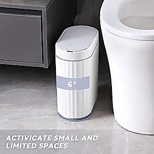 ELPHECO Bathroom Motion Sensor Trash can 8 Litre Automatic Garbage Can, 2 Gallon Slim Plastic Smart Trash Can with Lid, Waterproof Intelligent Trash Bin for Bedroom, Bathroom, Kitchen, Office