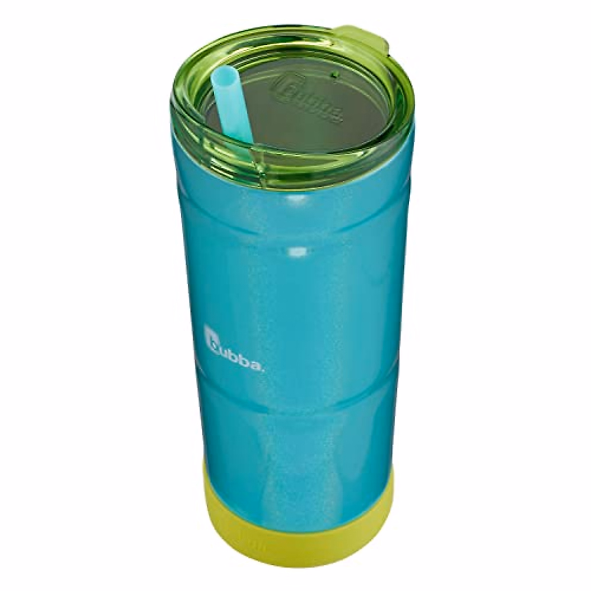 Bubba Envy S Vacuum-Insulated Stainless Steel Tumbler with Lid, Straw, and Removable Bumper, 24oz Reusable Iced Coffee or Water Cup, BPA-Free Travel Tumbler, Island Teal Iridescent