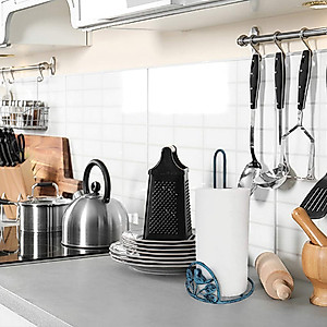 Cast Iron Bird & Tree Scroll Paper Towel Holder, Turquoise