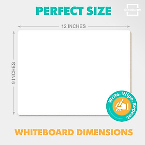 Scribbledo Small White Board Dry Erase Mini Whiteboard 9x12 Inch Small Dry Erase Board Marker Board Dry Erase Lapboards Handheld Personal White Boards for Students Small Whiteboard Office Kitchen