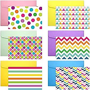 FANCY LAND 36 Colorful Greeting Cards Bright Pattern Note Cards with Colored Envelopes Stickers Blank Inside Cards Office School Home Kids