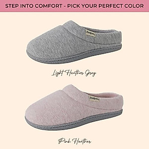 Dearfoams Women's Lacey Machine Washable Memory Foam Comfort Easy on/Off Clog Slipper, Light Heather Grey, X-Large