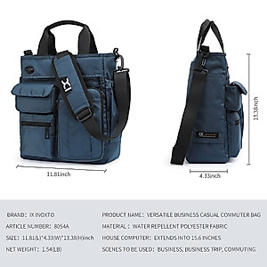 IX INOXTO Mens Messenger Bag Laptop Shoulder Bag Computer Work Office Bag Waterproof Briefcases for Travel Work (blue)