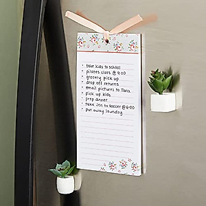 Juvale 6 Pack Floral Magnetic Notepads for Refrigerator, Grocery List, To Do List, with Ribbon Bows, 60 Sheets Each (4 x 8 In)