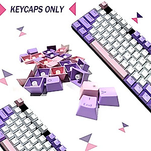 TzBBL 104 Keycaps Set | Backlit ABS Keycaps for MX Mechanical Keyboard-OEM Profile for 61 87 104 Mechanical Keyboard (104, Pink+White+Purple)