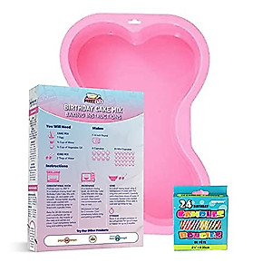 Puppy Cake Mix Dog Birthday Cake Kit, with Bone Silicone Pan and Candles (Birthday Cake, Pink) Made in USA