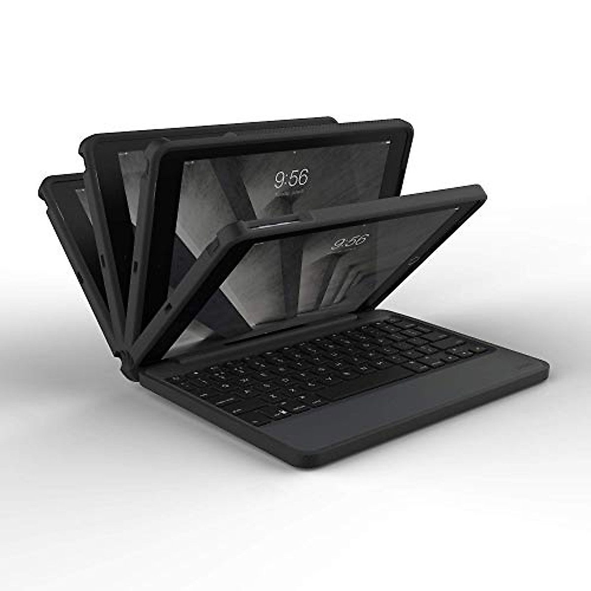 ZAGG Rugged Book Detachable Case and Magnetic-Hinged Keyboard for iPad Air, iPad Air 2, & iPad 9.7 inch, - Multi-Device Bluetooth Pairing, Backlit Keyboard - USB-C to USB-C Cable Included (Black)