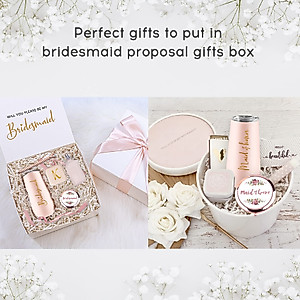 CARAKNOTS Bridesmaid Gifts Bridesmaid Proposal Gifts Wedding Champagne Flutes for Engagement Bachelorette Party Favor Pink Stainless Steel Tumbler Cups 6 oz