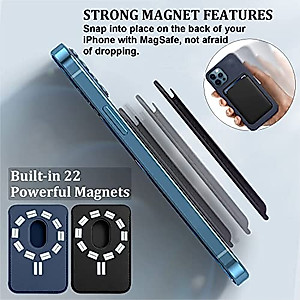 [2 Pack] Magnetic Card Holder Wallet for iPhone 15/14/13/12 Series with Magsafe, Leather Wallet for iPhone 15 14 Pro Max Plus Model, Mag-Safe Wallet for iPhone 13 12 Pro Max Mini Model, Black Blue