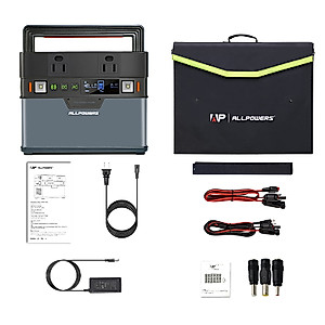 ALLPOWERS Mini Portable Power Station 700W, 606Wh/110V/164000mAh Backup Battery Power Supply with Portable Solar Panel 100W, Foldable Solar Panel Charger for Home Use Camping Emergency