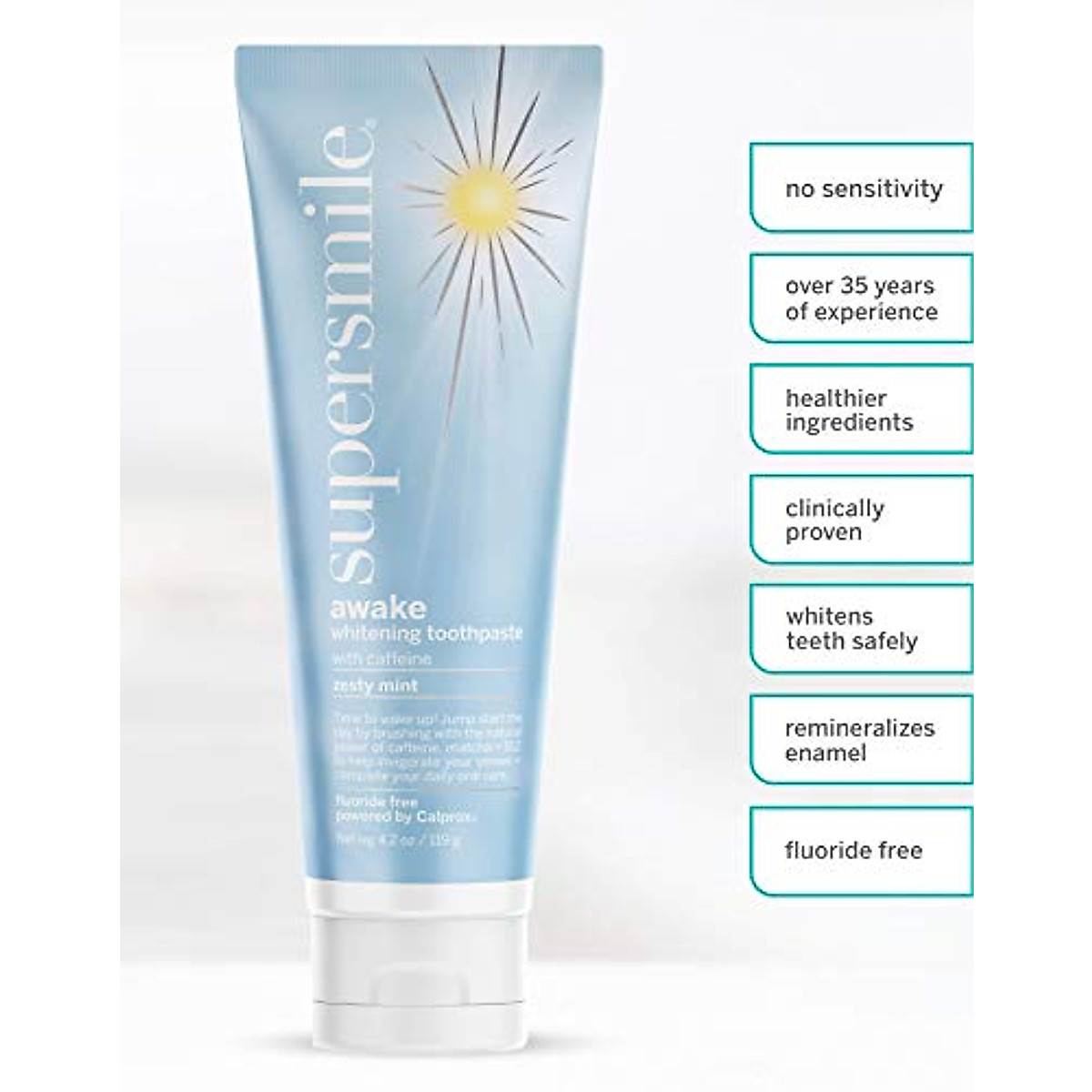 Supersmile Professional Awake Whitening Toothpaste for Your Morning Routine - Clinically Proven to Whiten Teeth Up to 6 Shades (Zesty Mint, 4.2 Oz)