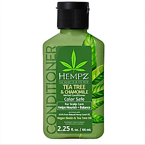 Hempz Biotin Hair Conditioner - Tea Tree & Chamomile - For Scalp Care Hair Growth & Strengthening of Dry, Damaged and Color Treated Hair, Hydrating, Softening, Moisturizing - Travel Size 2.25 Fl OZ