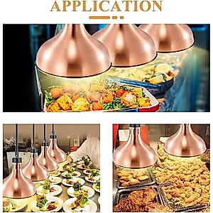 Food Heat Lamp Food Warmer, Restaurant Hanging Retractable Adjustable Chandelier Heating Lamp for Food Warming Buffet Food Warmers,Red Copper Color,Silver
