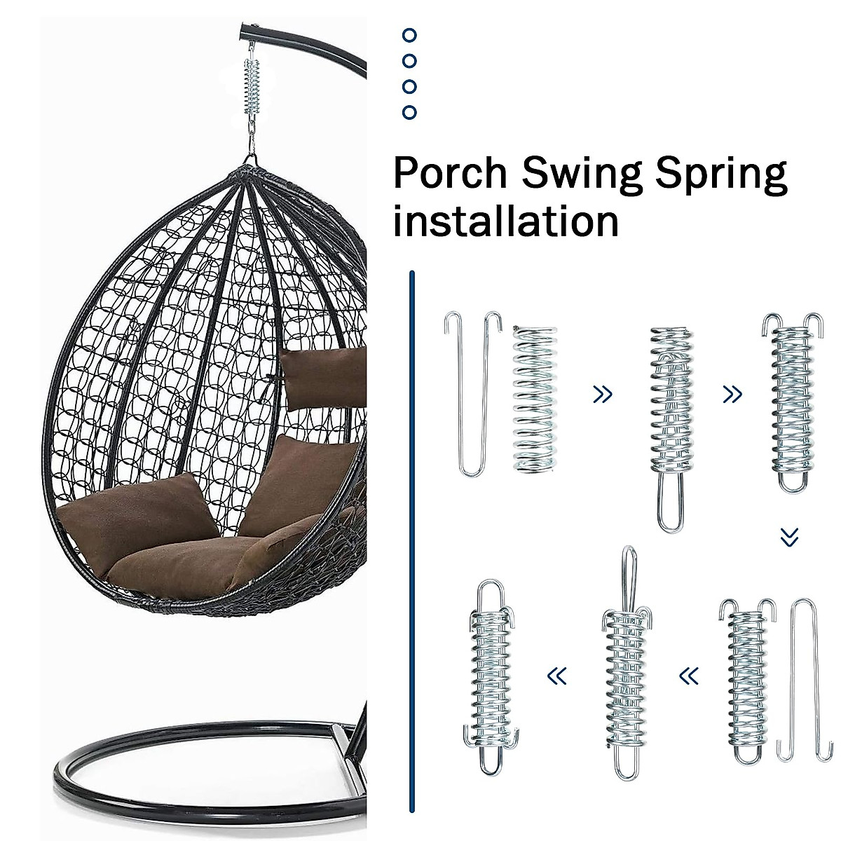 Porch Swing Springs for Hammock Chair, Heavy Duty, 300 LBS, Outdoor & Indoor (2 Pack)