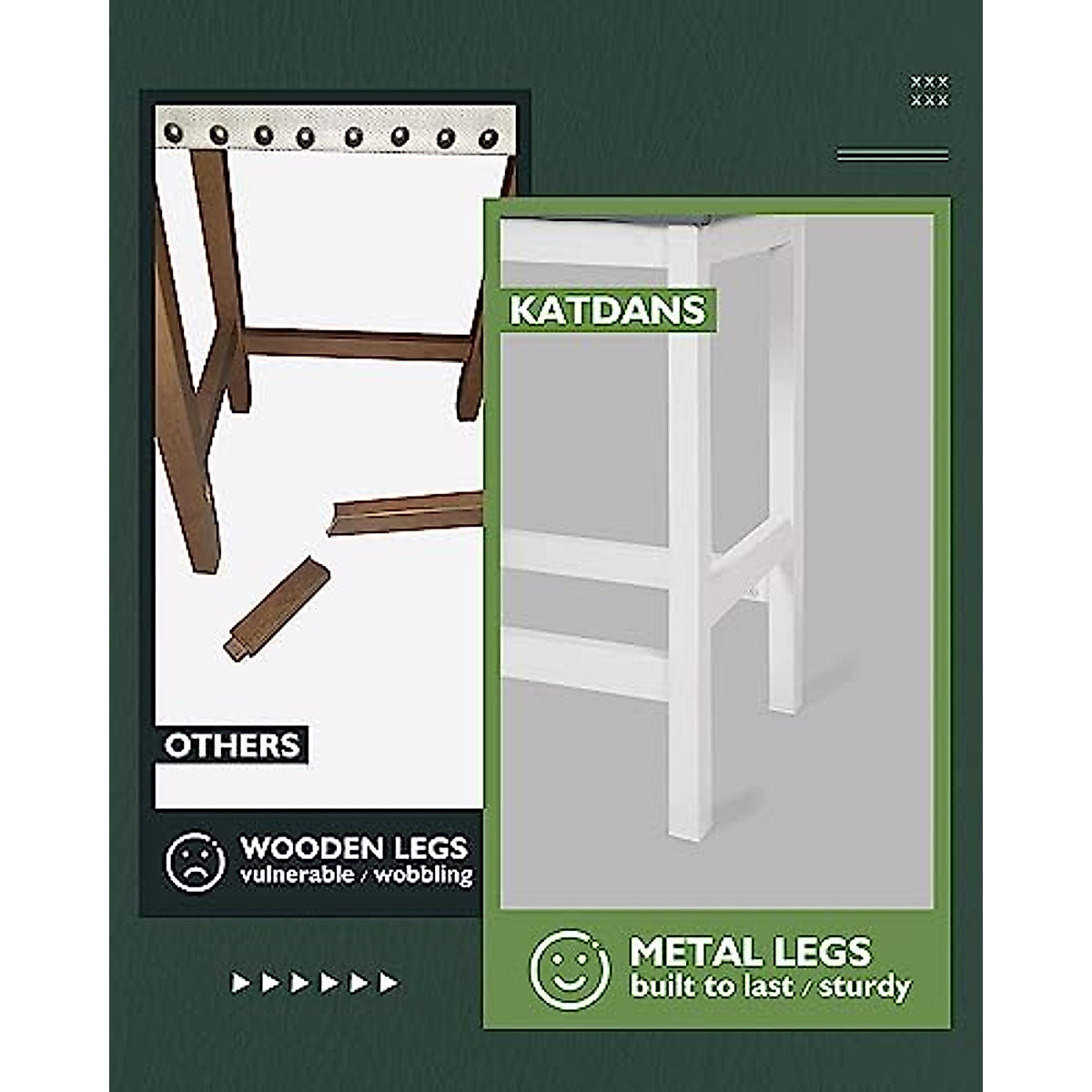 KATDANS Bar Stools Set of 2, 24" Counter Height Saddle Bar Stools, Upholstered PU Leather Bar Stools for Kitchen Island, Mid Century Modern Backless Barstools with Metal Base, KS861P-Cream, 2Pcs